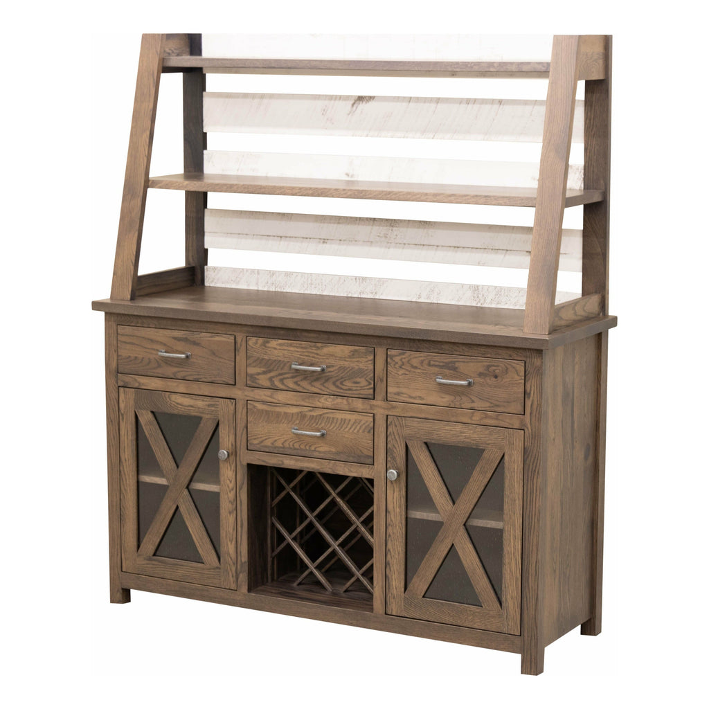 Modern Farmhouse White Oak Wood Wine Buffet with Hutch Topper | GW&SB ...