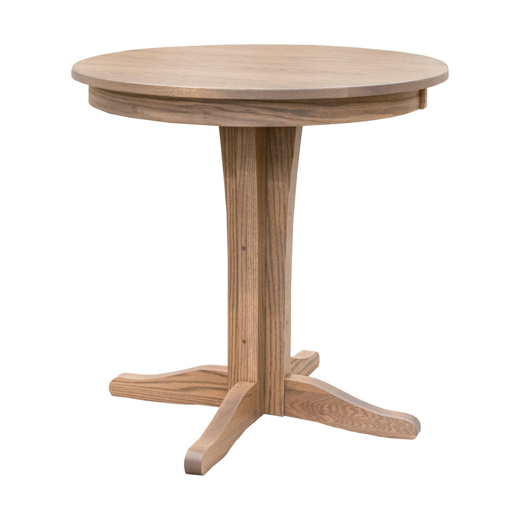 Amish Mission Pedestal Oak Wood Round Pub Table | VD – Yoder Signature ...
