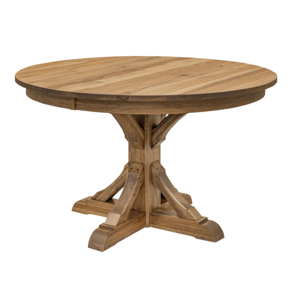 Norris Round Hickory Wood Extending Dining Table | CO – Yoder Signature ...