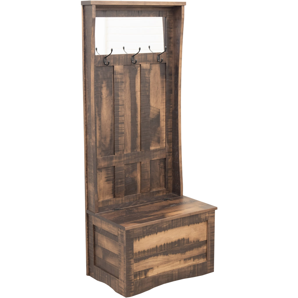 Amish Classic Roughsawn Maple Wood Hall Tree Bench | CO – Yoder ...
